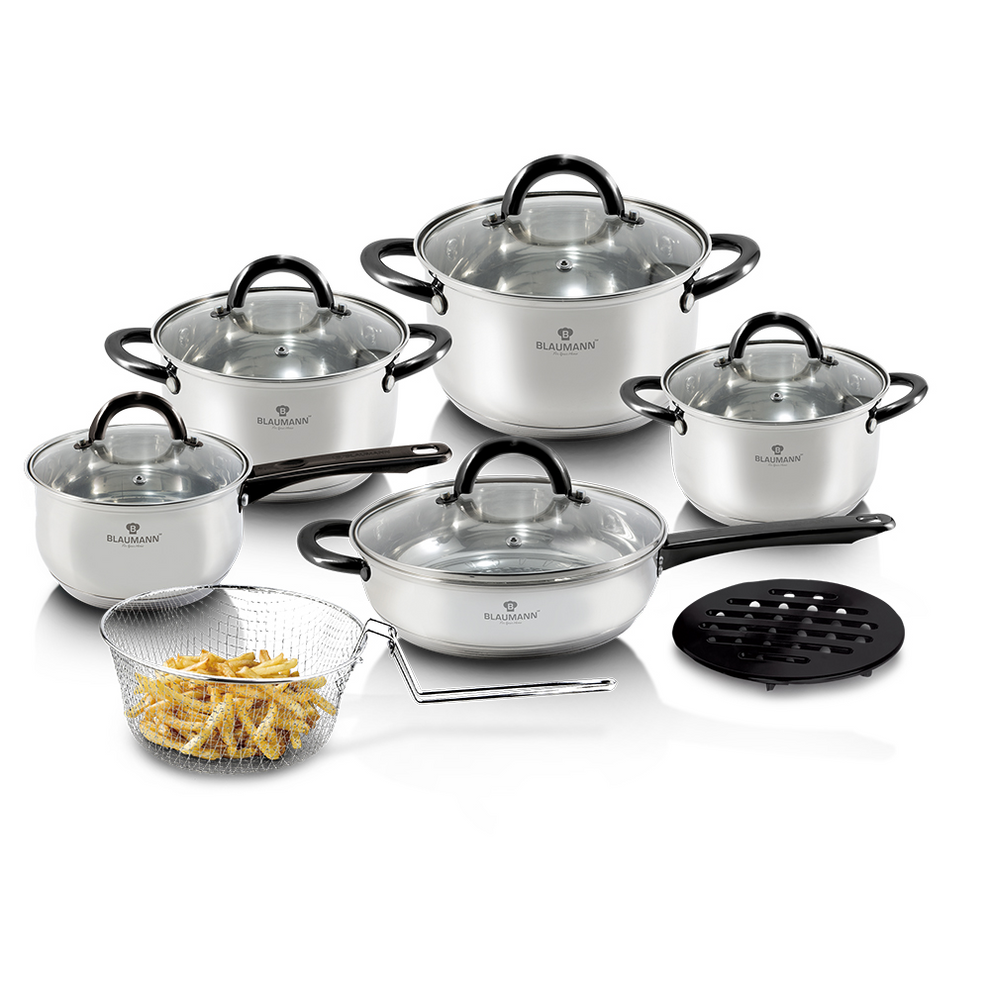 Blauman 12-Piece Stainless Steel Gourmet Line Cookware Set – Berlinger Haus