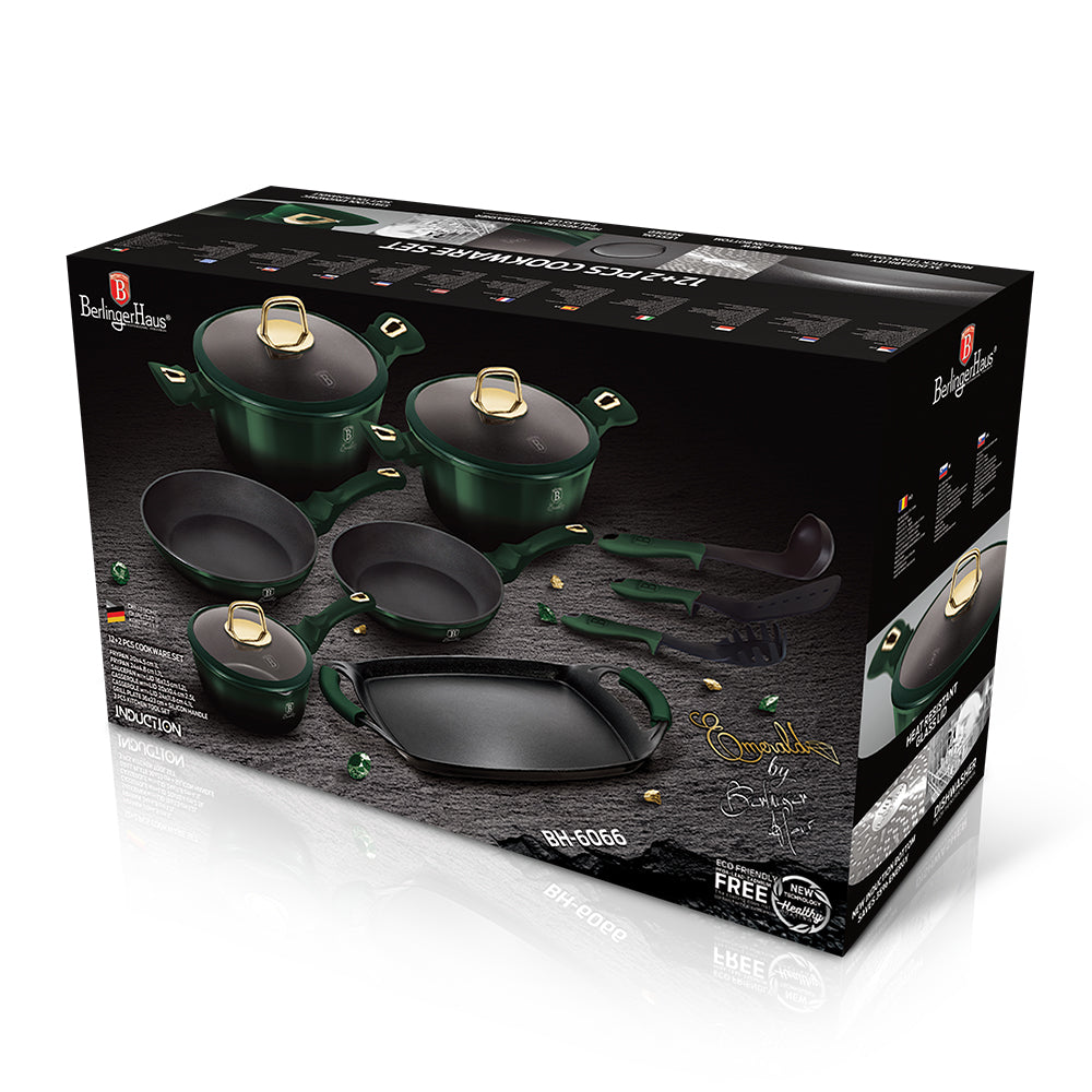 Berlinger Haus 12 Piece Titanium Coating Cookware Set - Emerald Collec