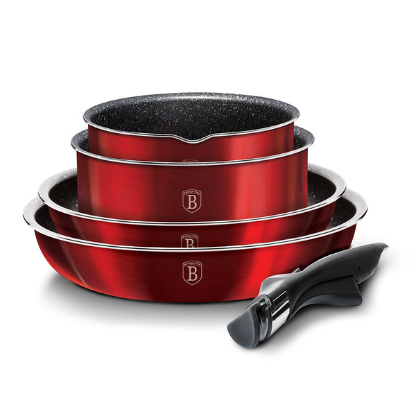 Berlinger Haus 9-Piece Marble Coating Cookware Set - Burgundy Metallic