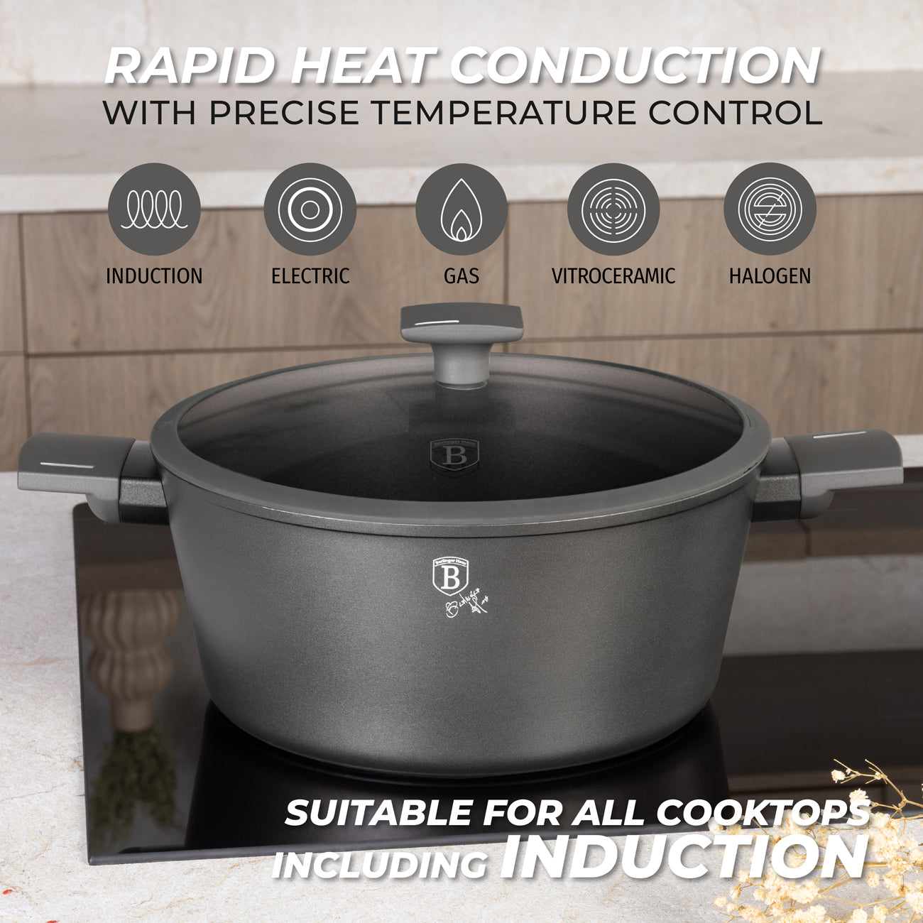 Berlinger Haus 15-Piece Titan Pro Non-Stick Cookware Set - Anthracite