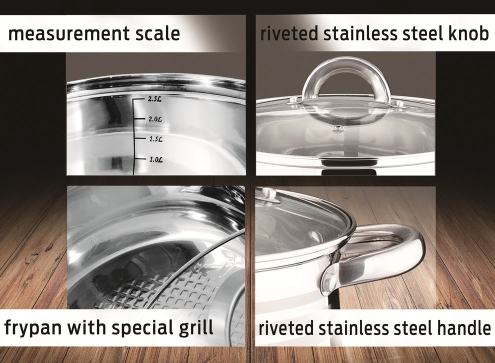 Blaumann 12-Piece Stainless Steel Induction Bottom Cookware Set ...